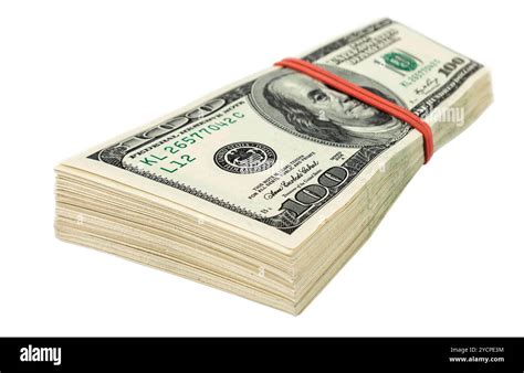 Stack Of Ten Thousand Dollar Piles Of One Hundred Dollar Bills Isolated