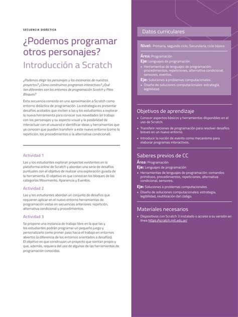Scratch Pdf Scratch Lenguaje De Programación Programación De Computadoras