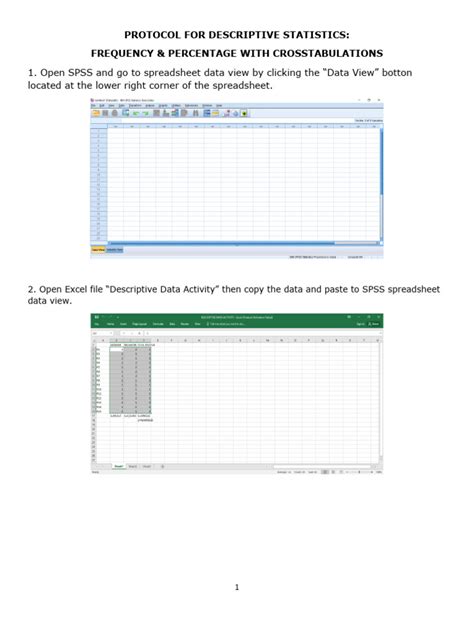 Descriptives Frequency Percentage With Crosstabs Protocol Pdf Spss Spreadsheet