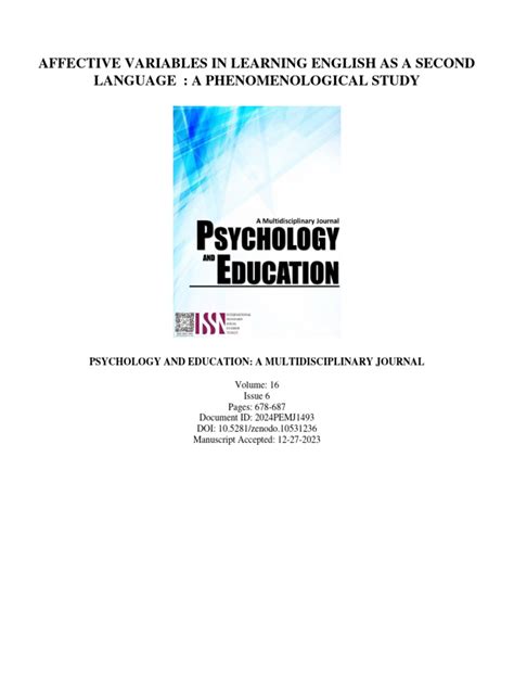 Affective Variables In Learning English As A Second Language A