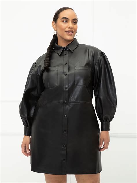 Plus Size Faux Leather Dress With Sleeves Dresses Images 2022
