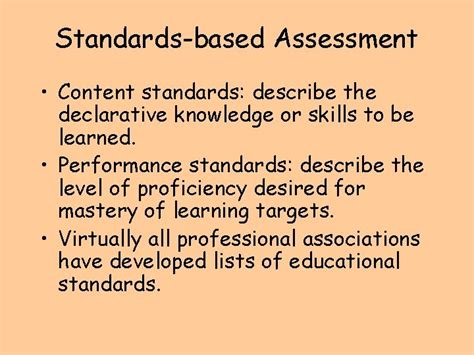 Standards And Assessment Alternatives Standardsbased Assessment Content Standards