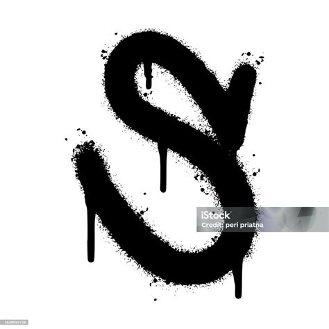 스프레이 페인티드 그래피티 글꼴 S 흰색 배경으로 격리된 스프레이 그래피티 글꼴 S는 흰색 위에 검은색으로 오버레이 스프레이를 사용합니다 벡터 그림입니다 0명에 대한 스톡