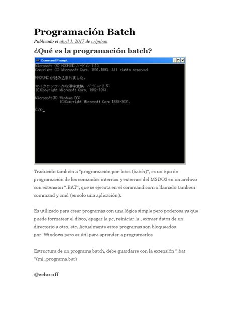 Programación Batch Pdf Informática Software Del Sistema