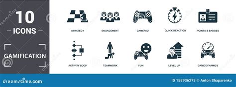 Gamification Icon Set Four Elements In Diferent Styles From Content