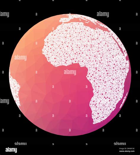 World Network Map Satellite Tilted Perspective Projection Wired