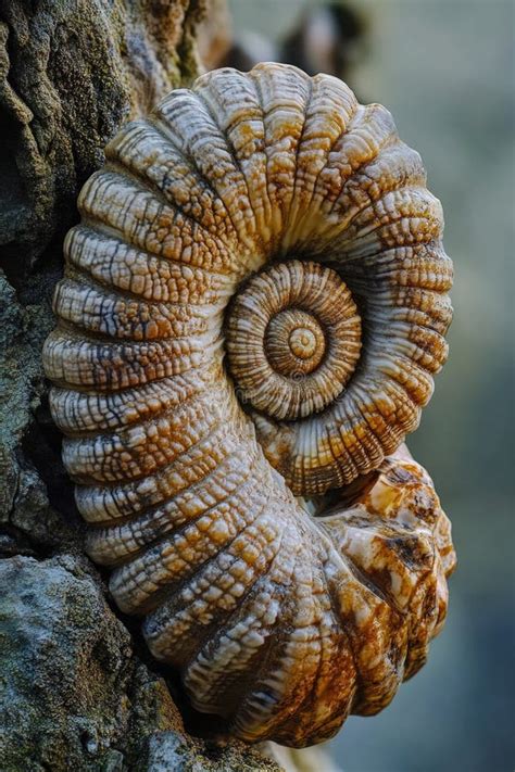 A Close Up Of A Snail S Shell Resting On The Branch Of A Tree Stock Image Image Of Wildlife