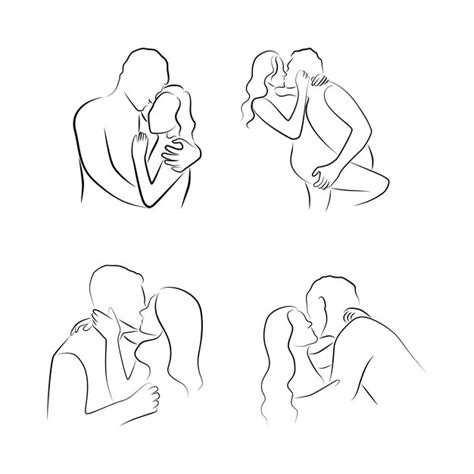 Premium Vector Hugging Lovers In Linear Style