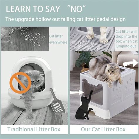 Foldable Cat Litter Box With Lid Large Top Entry Anti Splashing Litter Box With Cat Litter