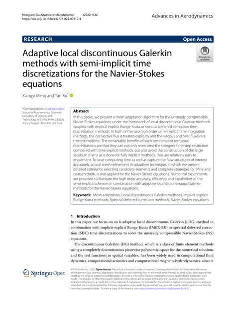 Pdf Adaptive Local Discontinuous Galerkin Methods With Semi Implicit Time Discretizations For
