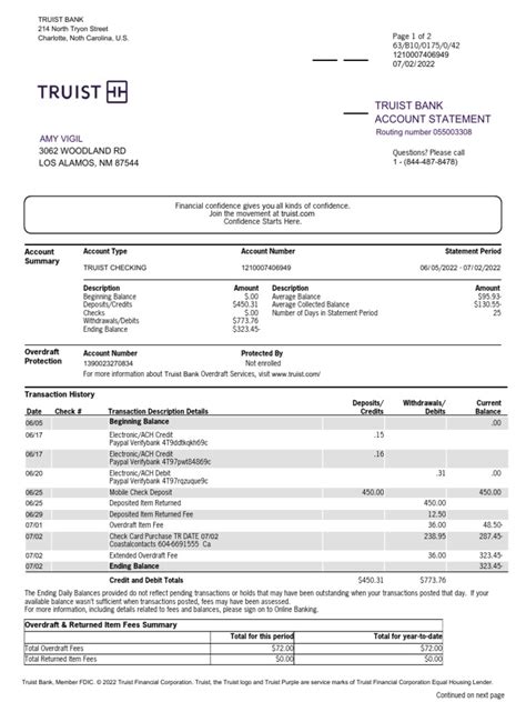 Truist Statement Avtru Pdf Overdraft Banks