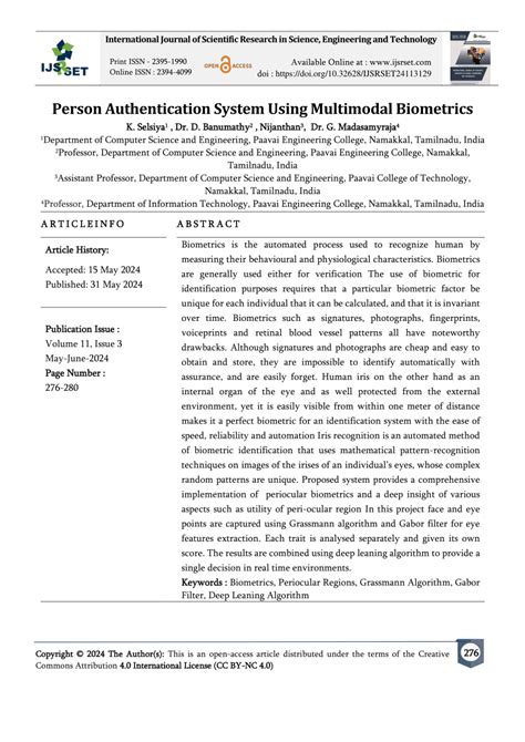 Pdf Person Authentication System Using Multimodal Biometrics
