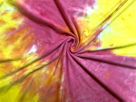 Dty Brushed Knit Fabric Neon Sunset Tie Dye Yellow Pink And Orange