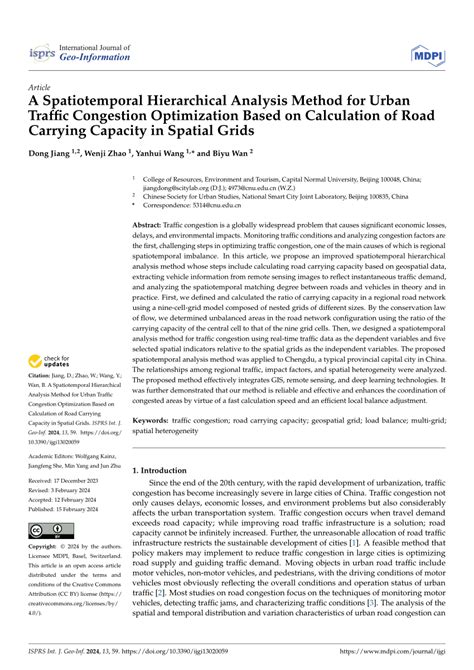 Pdf A Spatiotemporal Hierarchical Analysis Method For Urban Traffic Congestion Optimization