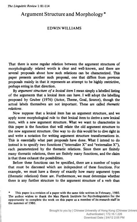 Pdf Argument Structure And Morphology Dokumen Tips