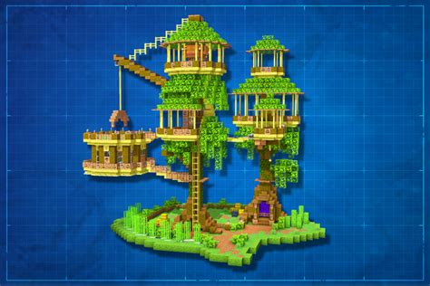 Minecraft Tree Houses Blueprints