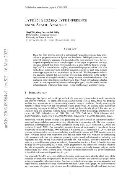 Typet5 Seq2seq Type Inference Using Static Analysis Deepai