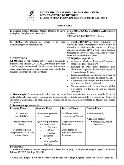 Plano De Aula Moderna Oficial Pdf Alfabetização Educação Em Artes