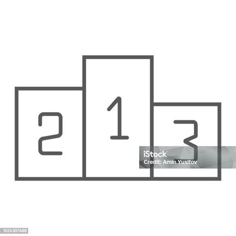 연단 선 아이콘 수상 및 승리 받침대 스포츠 서명 벡터 그래픽 흰색 배경 Eps 10에 선형 패턴 1위에 대한 스톡 벡터 아트 및 기타 이미지 Istock