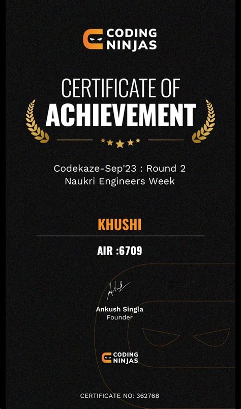 Codekaze Codingninja Achievementunlocked Khushi Saxena