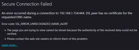 ssl error unrecognized name alert on nextcloud localserver using