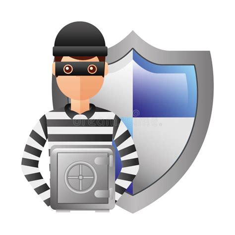 Thief Man With Shield And Box Safety Avatar Character Stock Illustration Illustration Of