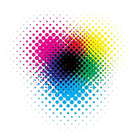 Rgb 및 Cmyk 하프톤 벡터 일러스트 색상 프리미엄 벡터