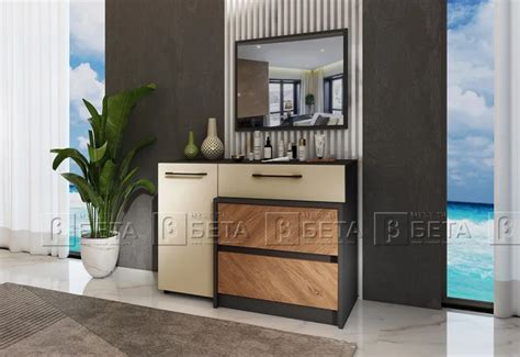 Скрин тоалетка с огледало Дубай Графит Кашмир Денвър Мебели АРЕНА