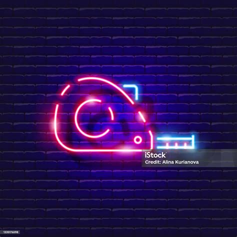 건물 통치자 룰렛 네온 아이콘 디자인에 대한 벡터 그림입니다 수리 도구 빛나는 기호 건설 도구 개념 건설 산업에 대한 스톡 벡터 아트 및 기타 이미지 Istock