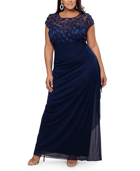Xscape Plus Size 3d Floral Gown Macys
