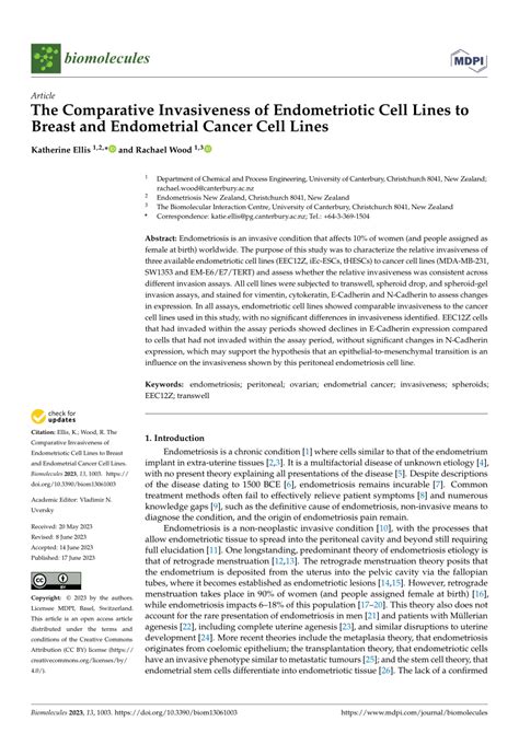 Pdf The Comparative Invasiveness Of Endometriotic Cell Lines To