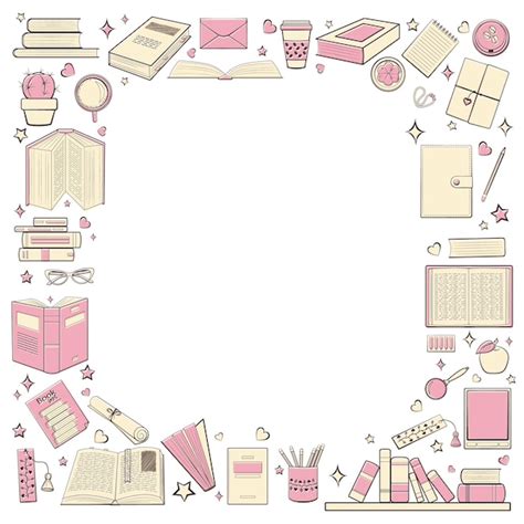책 프레임 핑크노랑 프리미엄 벡터