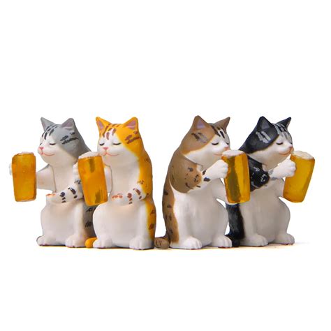 카와이 미니 맥주 고양이 술 취한 고양이 인형 입상 책상 자동차 장식품 새끼 고양이 모델 요정 정원 미니어처 장난감 홈 장식