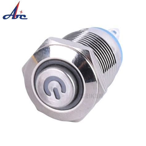 12mm Power Illuminated Waterproof 24 Volt Push Button Momentary Switch Normally Open On Off Push