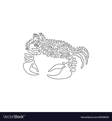 Continuous Curve One Line Drawing Of Cute Crab Vector Image