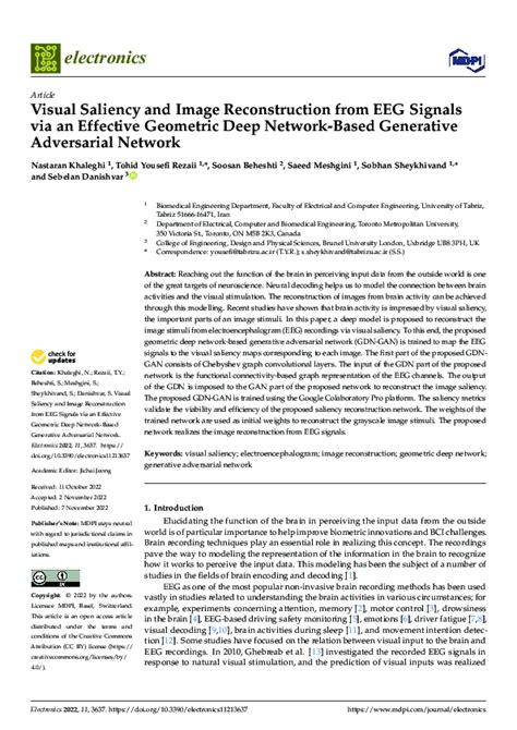 Pdf Visual Saliency And Image Reconstruction From Eeg Signals Via An Effective Geometric Deep