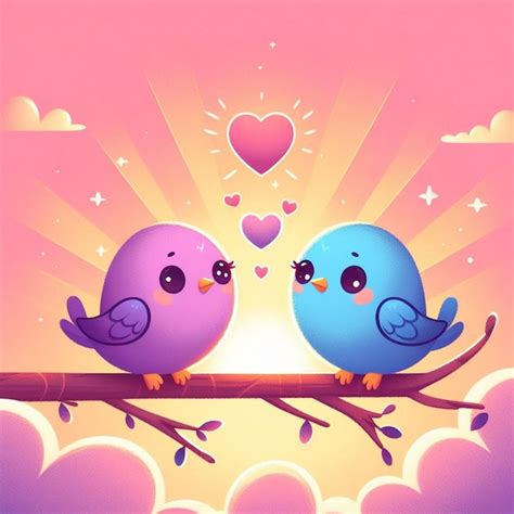 Premium Photo Cute Love Birds Illustration Romantic Birds Beautiful