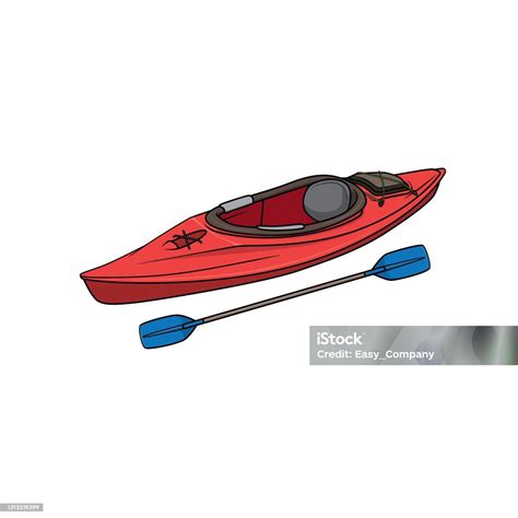 흰색 배경에 고립 된 카약 카누 노젓는 보트 요트의 벡터 그림 레크리에이션 스포츠 개념 키즈 색칠 페이지 컬러 만화 캐릭터 클립 아트 카약 노 젓는 배에 대한 스톡 벡터