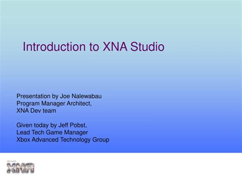Ppt Introduction To Xna Studio Powerpoint Presentation Free Download