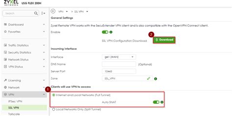 How Do I Modify The Openssl Vpn Ovpn File To Support Split Tunnel On Usg Flex H Models — Zyxel