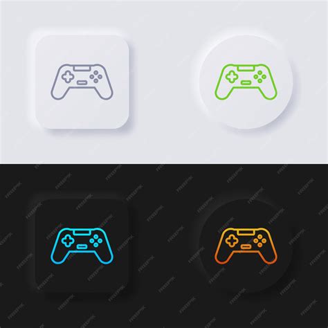 조이스틱 버튼 아이콘은 웹 디자인 응용 프로그램 Ui 및 기타 버튼 벡터를 위한 다중 색상 뉴모피즘 버튼 소프트 Ui 디자인을 설정합니다 프리미엄 벡터