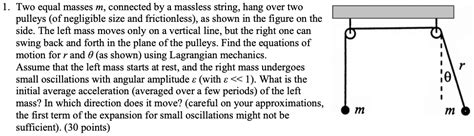 Solved 1 Two Equal Masses M Connected By A Massless
