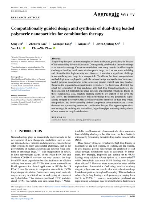 Pdf Computationally Guided Design And Synthesis Of Dual‐drug Loaded Polymeric Nanoparticles