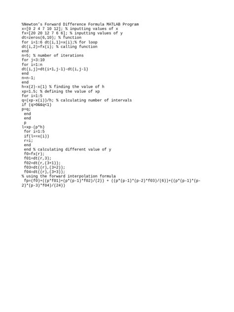 Newtons Forward Difference Formula Pdf