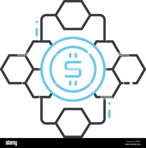 Blockchain Line Icon Outline Symbol Vector Illustration Concept Sign