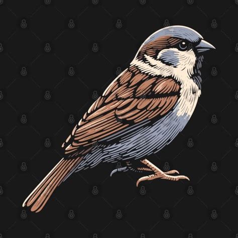House Sparrow Male Realistic Illustration Design