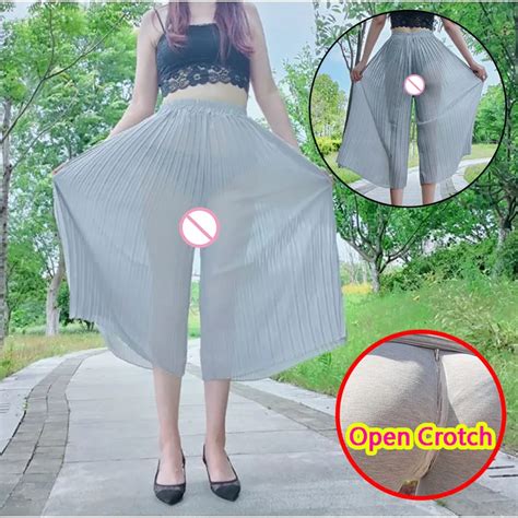 Korean Style Open Crotch Pants For Women Sexy Loose Fit Hollow Out