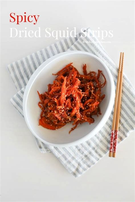 Spicy Dried Squid Strips Ojingeochae Bokkeum My Korean Kitchen