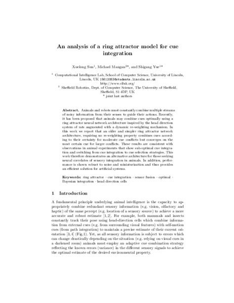 Pdf An Analysis Of A Ring Attractor Model For Cue Integration