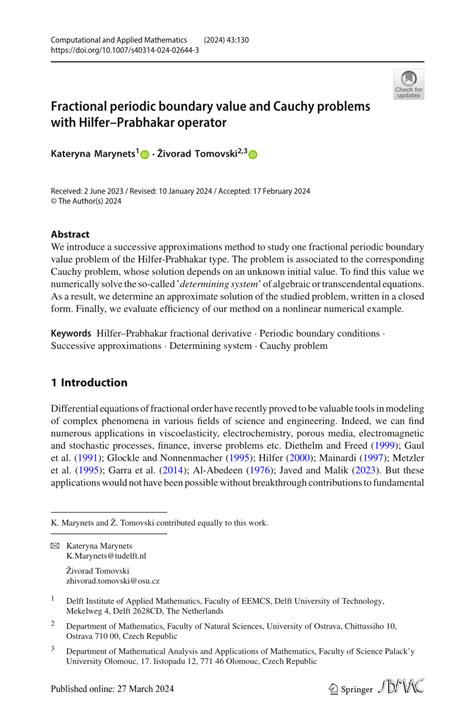 Pdf Fractional Periodic Boundary Value And Cauchy Problems With Hilfer Prabhakar Operator